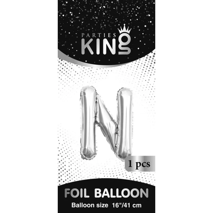 16 inch Letter N - Silver Balloons | Winner Party