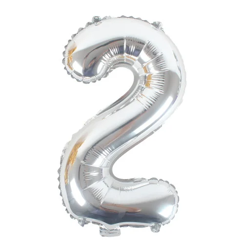 16 inch Number 2 - Silver Balloons | Winner Party