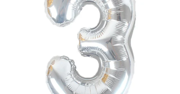 16 inch Number 3 - Silver Balloons | Winner Party