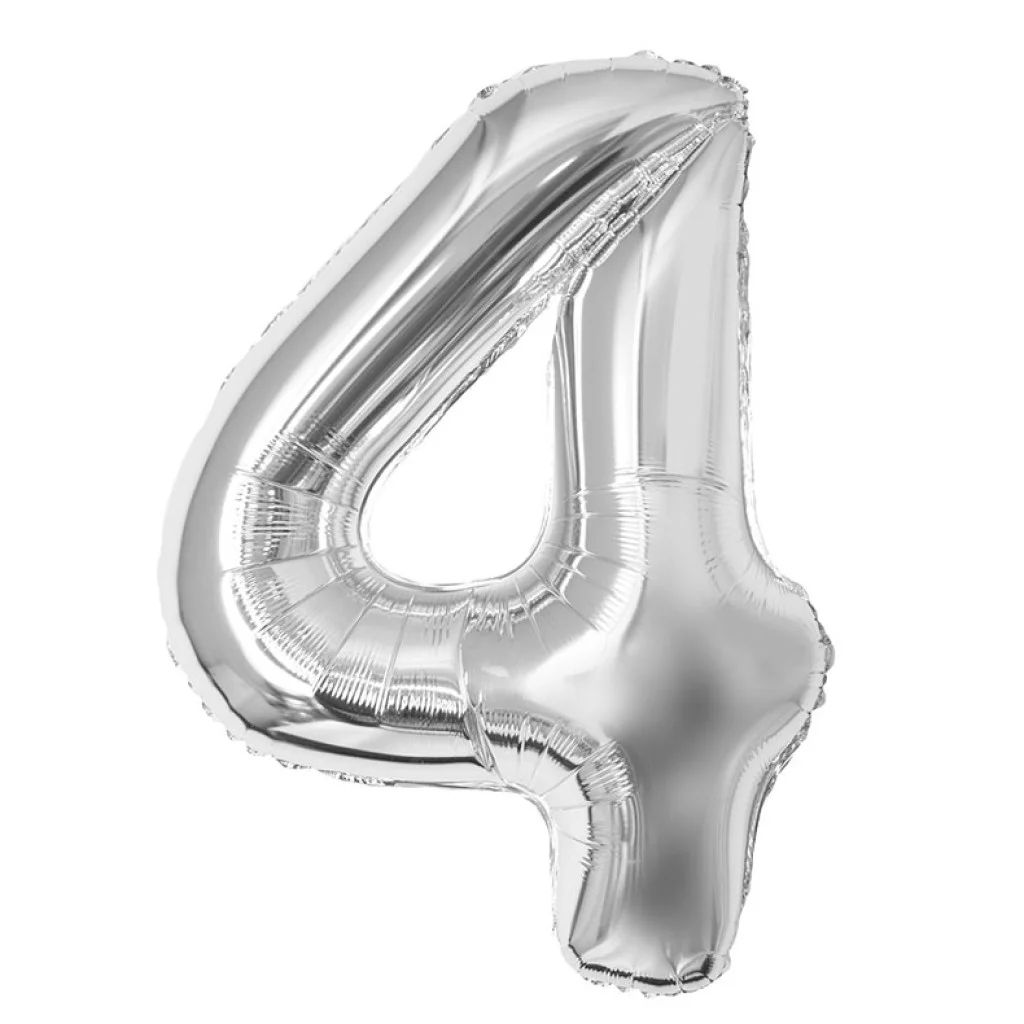 16 inch Number 4 - Silver Balloons | Winner Party