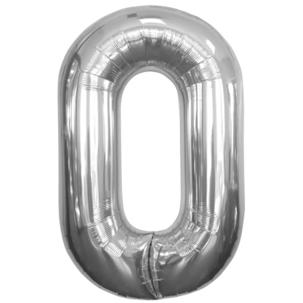 BALLOON 16 inch Number 0 - Silver | Winner Party