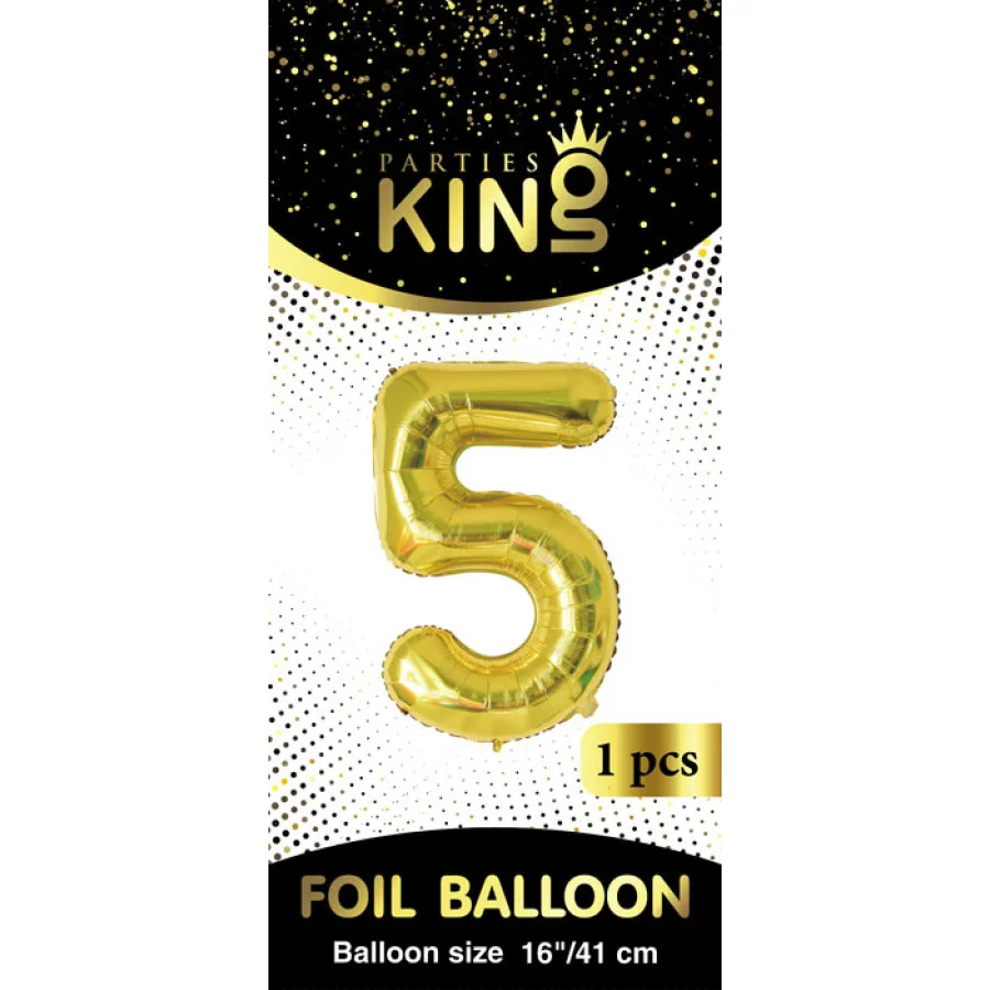 16 inch Number 5 - Gold Balloons | Winner Party