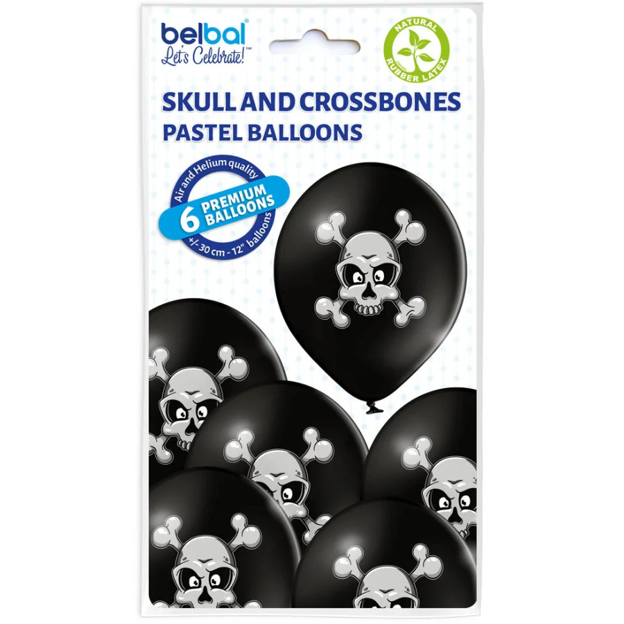 12 inch Skull and Crossbones balloon 6 pcs - For decoration and helium ...