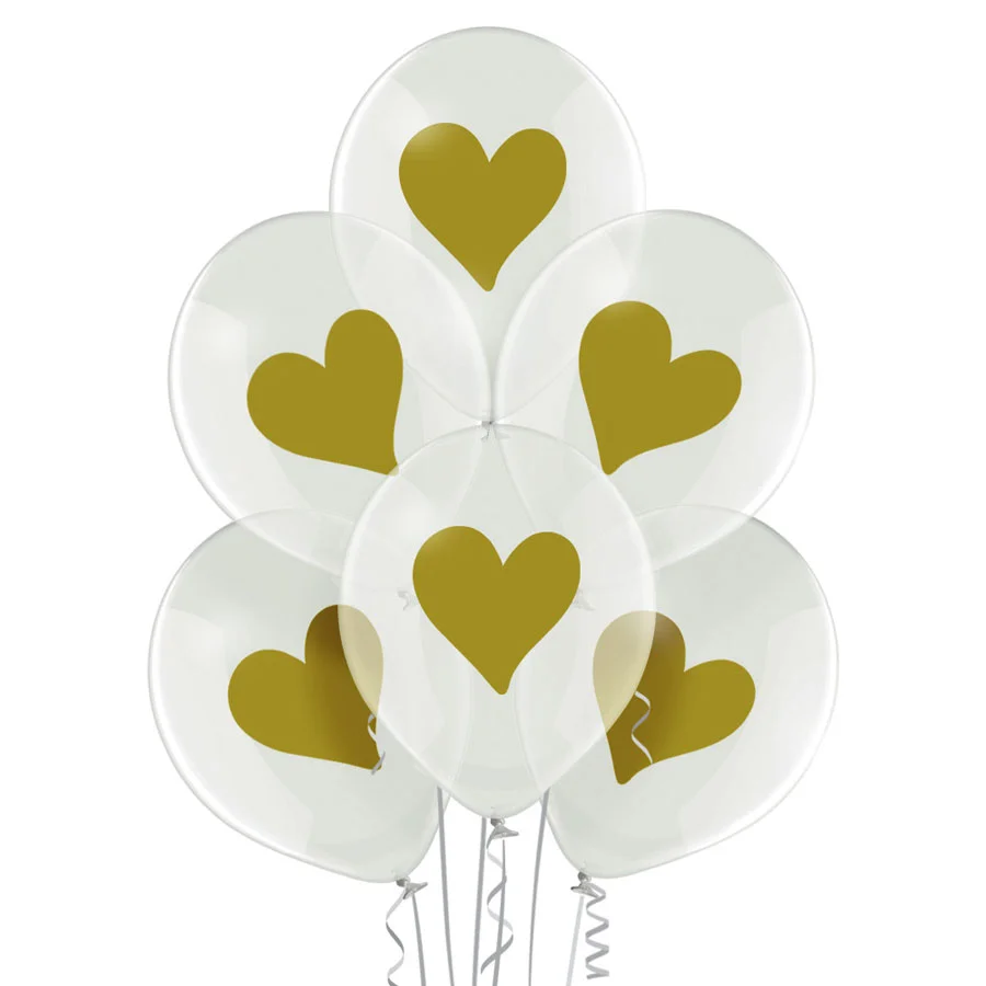 12 inch Gold Hearts balloon 6 pcs - For decoration and helium ,balloons ...