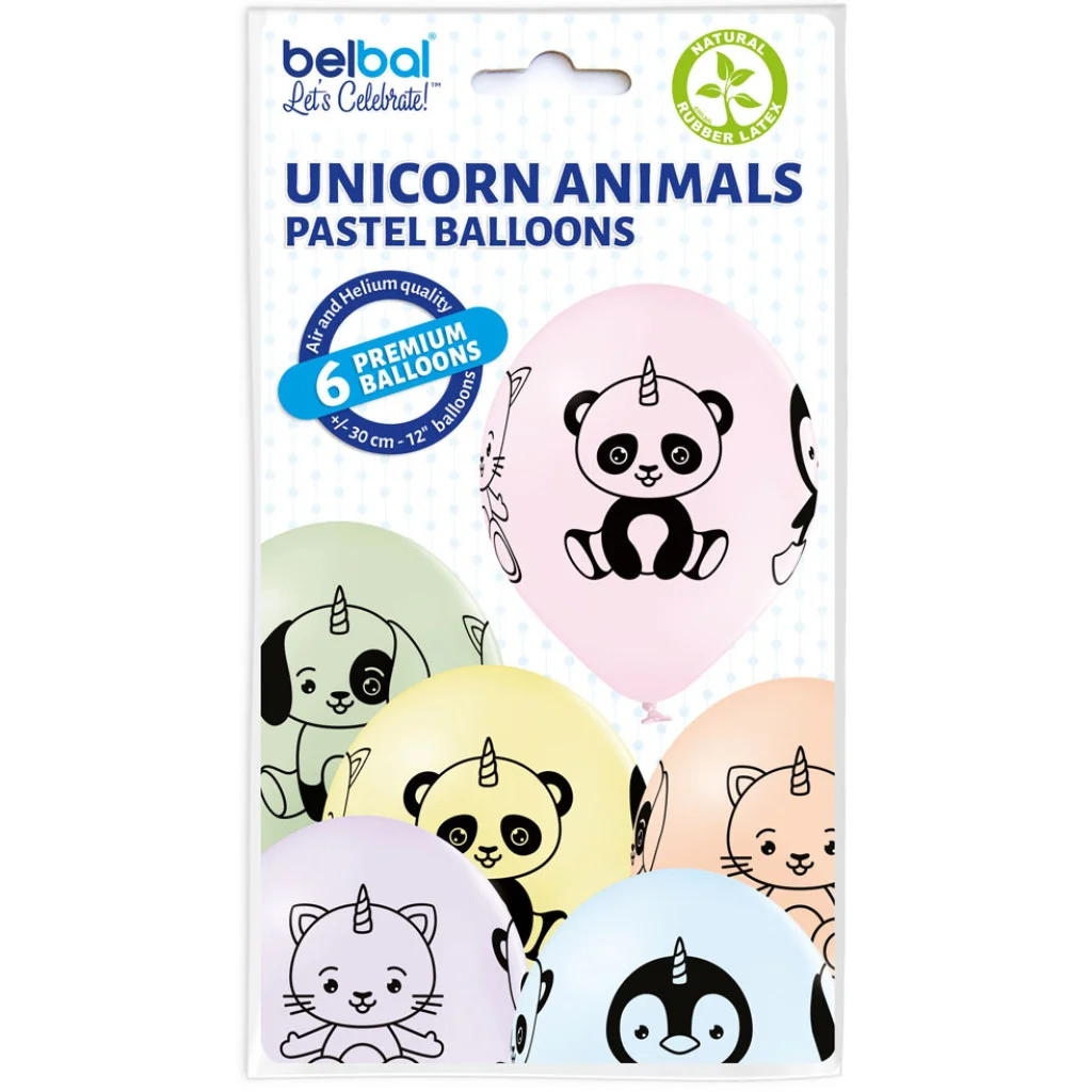 12 inch Unicorn Animals balloon 6 pcs - For decoration and helium ...
