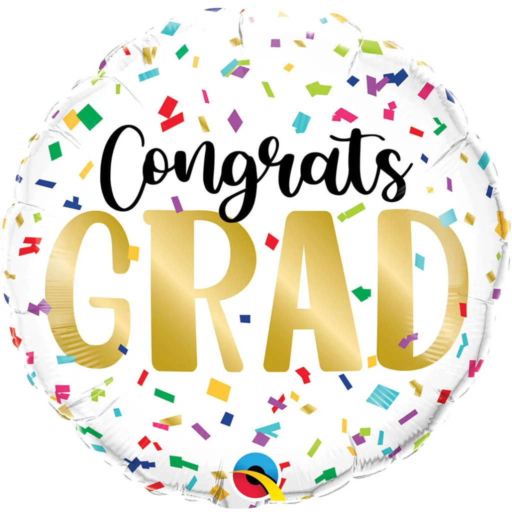 18 inch CONGRATS GRAD COLOR CONFETTI balloon | Winner Party