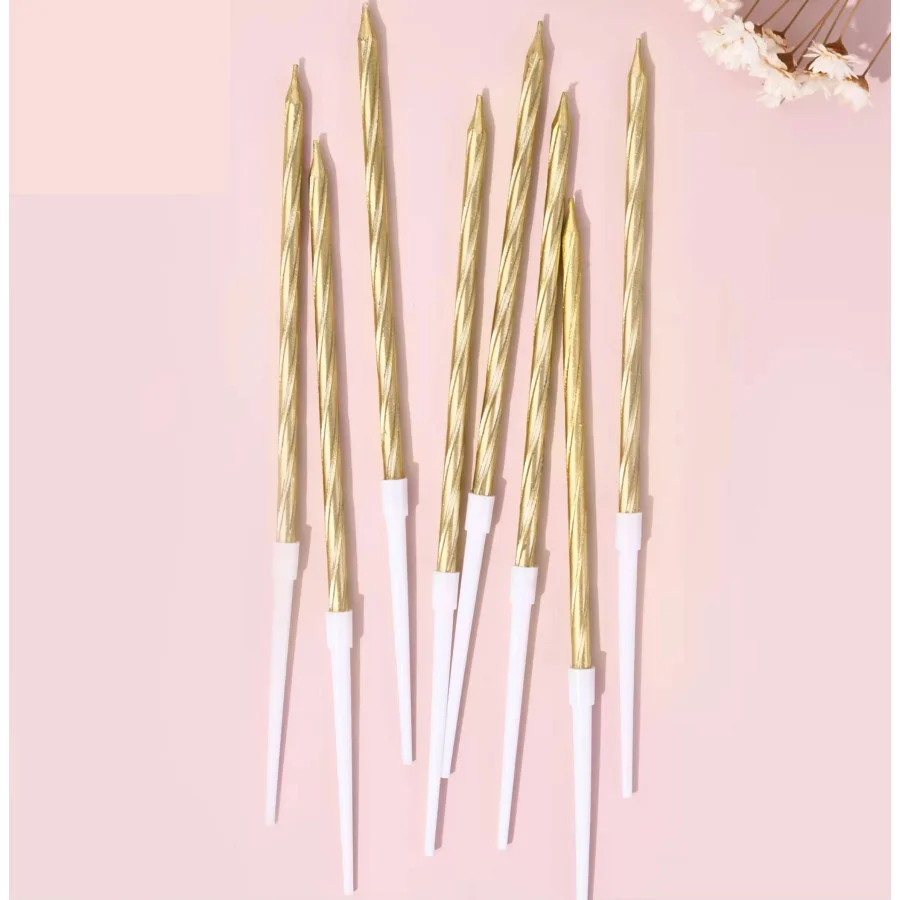classic luxury long gold birthday candles 8 Candles | Winner Party